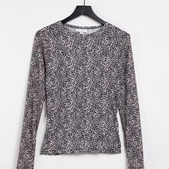 Topshop | Tops | Topshop Animal Print Mesh Ls | Poshmark